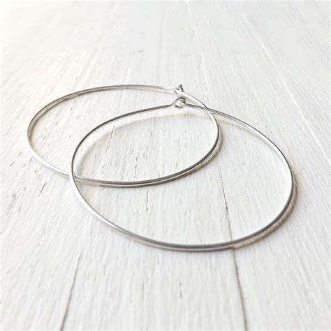 Sterling Silver Hoop Earrings 2 Inch Silver Hammered Classic Hoops