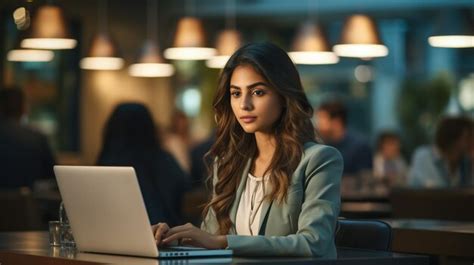 Premium Photo Portrait Of Happy And Successful Female Programmer Inside Office At Workplace