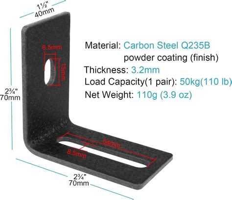 Tsss 10 Pcs 70x70x40mm Slotted Hole Corner Braces Diy Adjustable L