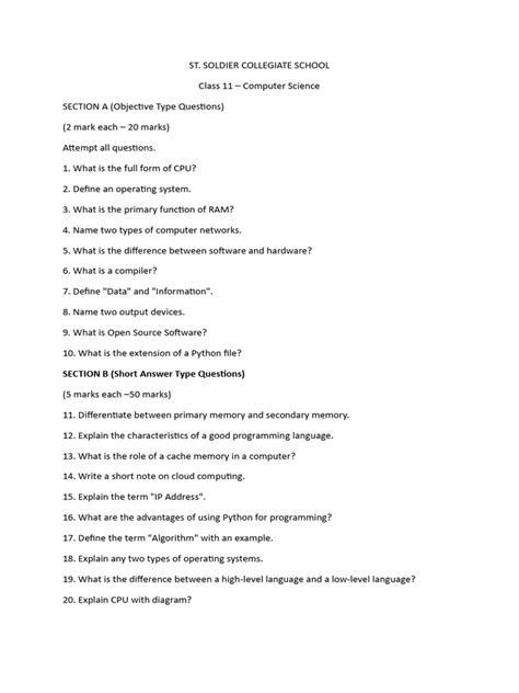 Class 11 Computer Science Pdf