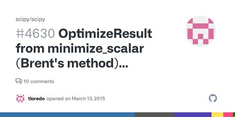 optimizeresult from minimize scalar brent s method missing attributes or incorrectly