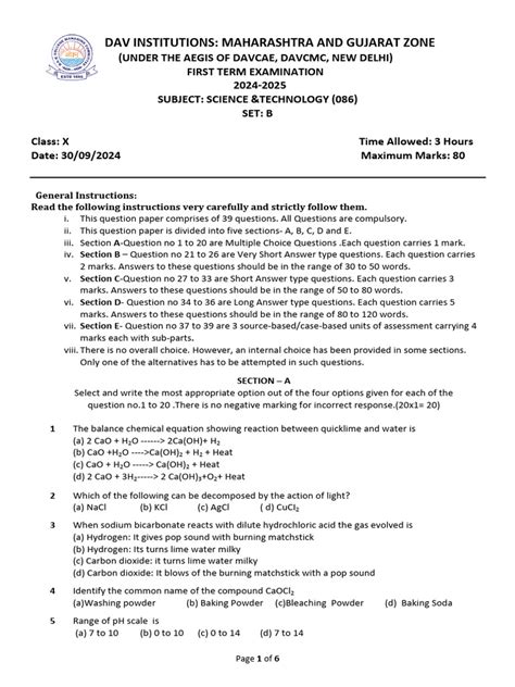 X Science Half Yearly Qp Set B Pdf Chlorine Chemical Substances