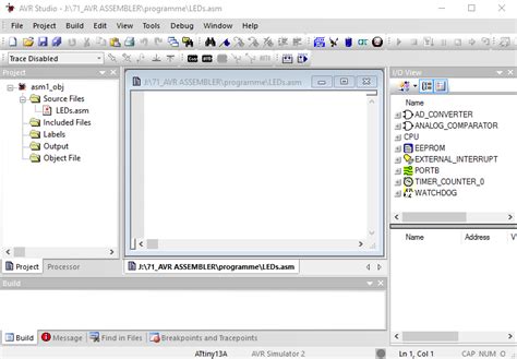 Avrstudio4 Avr Assembler Debugger Attiny13x Io Ports Pull Up