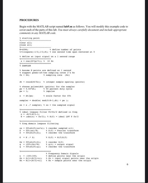 Procedures Begin With The Matlab Script Named Lab5m