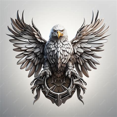 Иллюстрация эмблемы орла на белом фоне логотипа серебряного круга ...