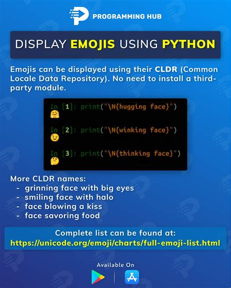 Programming Hub Wink It With Python😜 There Are Multiple Ways We Can Print The Emojis In Python