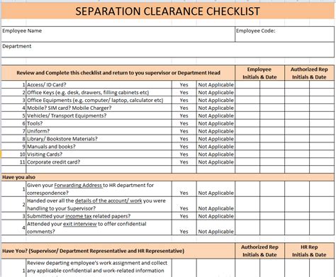2022 Employee Exit Clearance Checklist Fillable Printable Pdf Images
