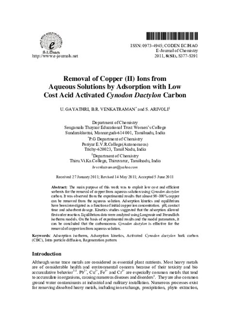 Pdf Removal Of Copper Ii Ions From Aqueous Solution Onto Chitosan And Cross Linked Chitosan Beads