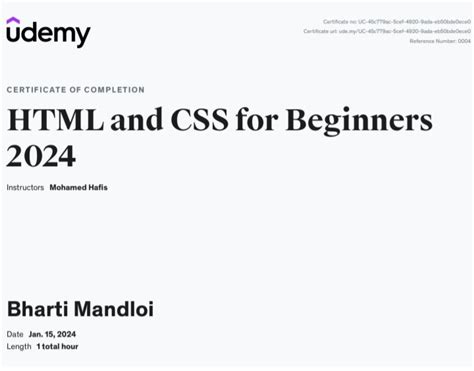 Certified In Html And Css For Beginners Bharti Mandloi Posted On The