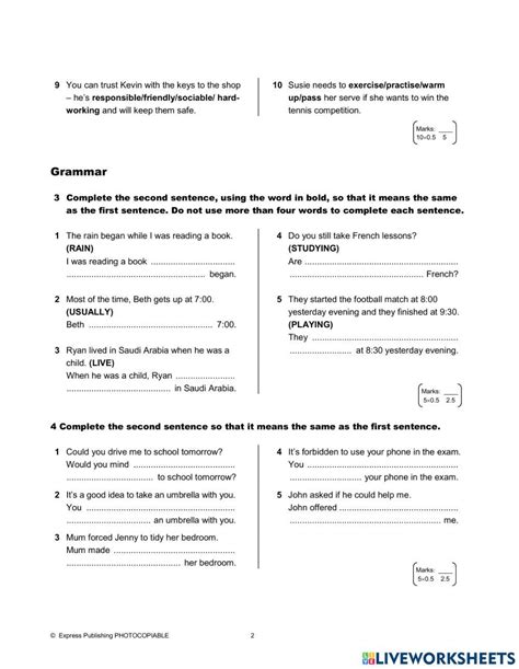 A2 Unit1 2 3 4 Revision Online Exercise For Live Worksheets