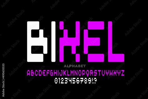Pixel Style Font Alphabet Letters And Numbers Vector Illustration Stock Vector Adobe Stock