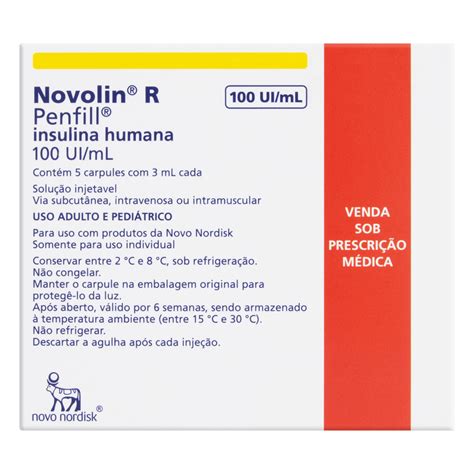 Insulina Novolin R Regular Penfil 5 Refis Novo Nordisk 3ml