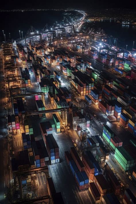 Illustration Aerial View Of A Container Ship Generative Ai Stock Illustration Illustration