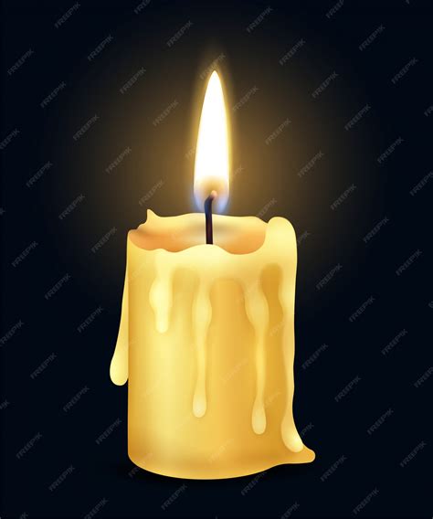 Free Vector Isolated Yellow Realistic Burning Candle Flame Fire Light