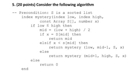 solved 5 20 points consider the following algorithm