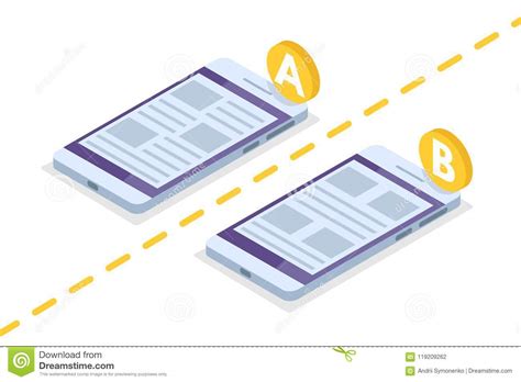 A B Comparison Split Testing Isometric Concept Stock Vector Illustration Of Symbol Sample