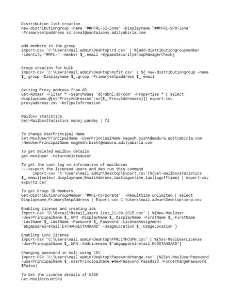Office 365 Commands Updated Pdf Email World Wide Web