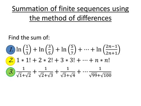 Summing Finite Series Using Method Of Differences Teaching Resources