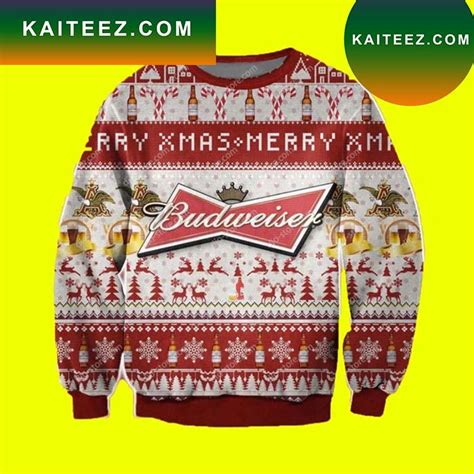Budweiser Merry Xmas Ugly Christmas Sweater Kaiteez