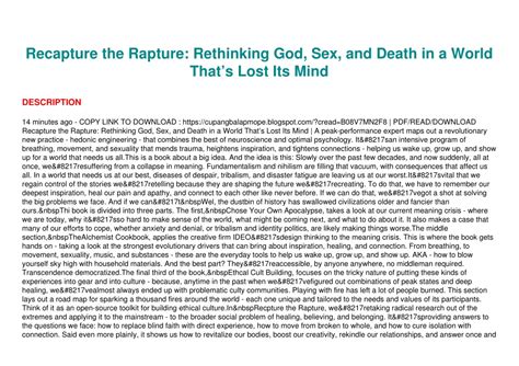 Ppt ⭐ Read Download ⭐ Recapture The Rapture Rethinking God Sex And