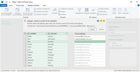 Armar emails usando Fórmulas Power Query y Relleno rápido en Excel