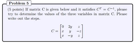 Solved Points If Matrix C Is Given Below And It Chegg