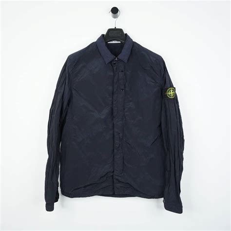 Stone Island Navy Nylon Metal Shimmer Overshirt Common Cultured