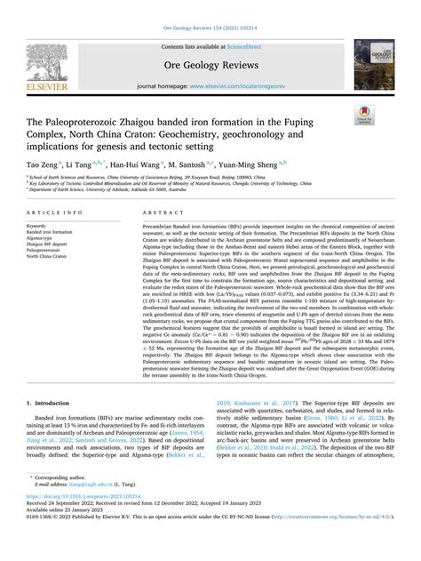 Pdf The Paleoproterozoic Zhaigou Banded Iron Formation In The Fuping