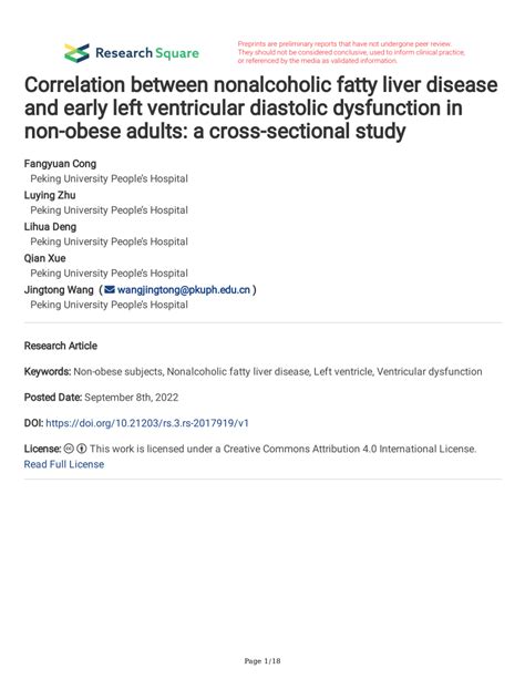 Pdf Correlation Between Nonalcoholic Fatty Liver Disease And Early
