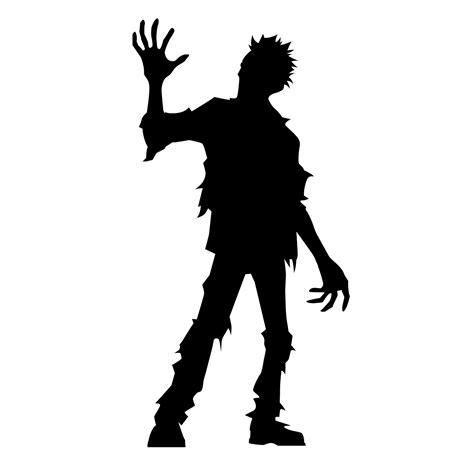 Zombie Silhouette Walking Dead Silhouette Halloween Flat Vector