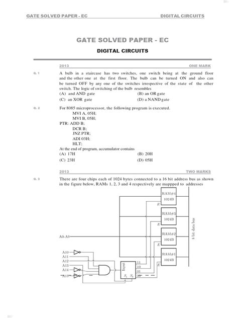 Ec Digital Circuits Pdf Logic Gate Electronic Engineering