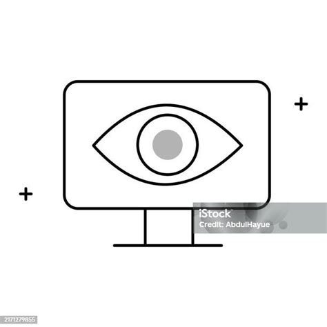 패턴 인식 및 컴퓨터 비전 편집 가능한 스트로크를 사용한 벡터 아이콘 디자인 Ai 비전 이미지 분석 기계 학습 개념에 대한 스톡