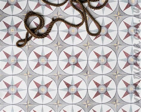Compass Small Matt Tradewinds Encaustic 150x150mm The Tile Mob