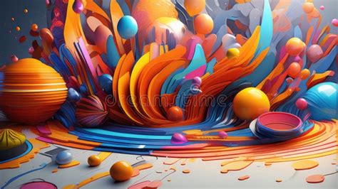 Ai Generated Illustration Abstract Background With Bright Geometric Patterns Bright Colors