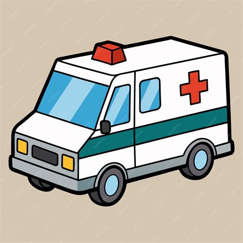 구급차 만화 스타일 터 일러스트레이션 프리미엄 벡터