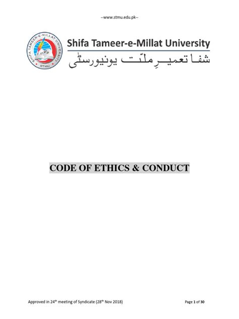 Stmu Code Of Ethics And Conduct Guide Pdf Sexual Harassment Integrity