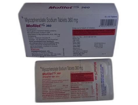 Mycophenolate Sodium Tablets At Rs 1500box Mycophenolate Mofetil