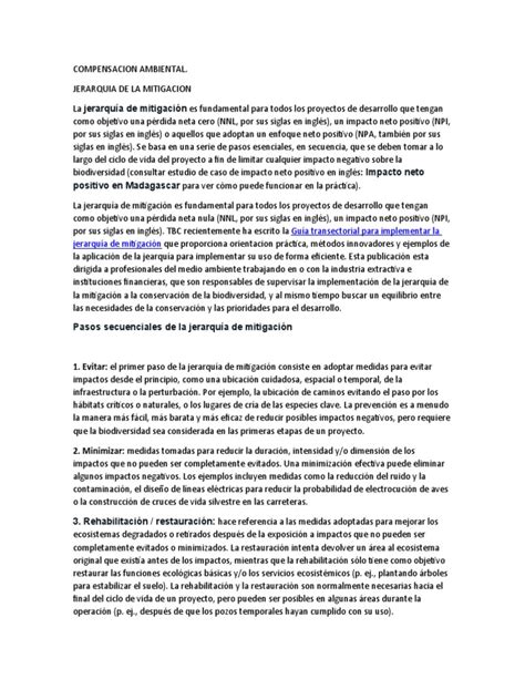 Jerarquia De La Mitigacion Pdf Biodiversidad Mitigación Del