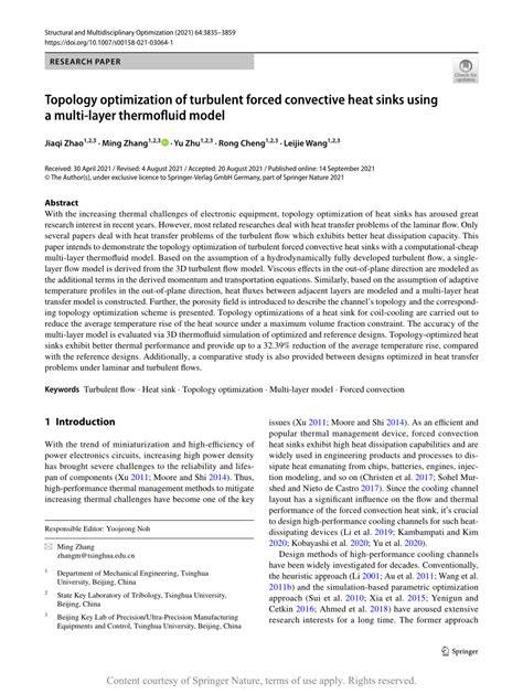 Topology Optimization Of Turbulent Forced Convective Heat Sinks Using A Multi Layer Thermofluid