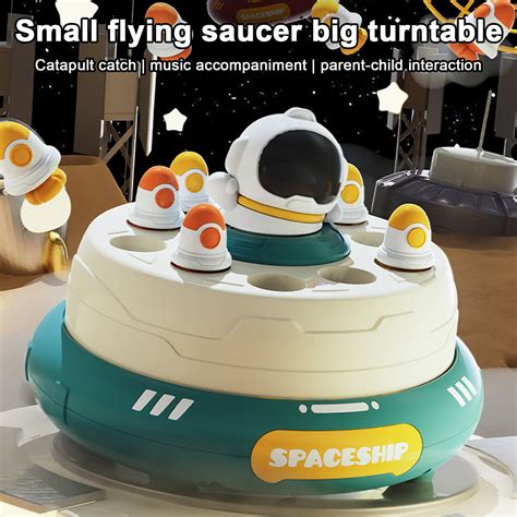 Nibolog Rocket Launcher Board Game Rotating Spaceship Bouncing Rocket Catcher Focus Training