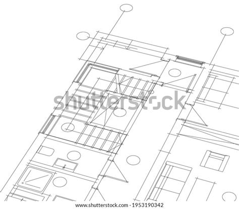 Linear Architectural Drawing Vector Illustration Stock Vector Royalty