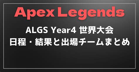 2024年 Algs Year4 プレイオフ 世界大会 の日程・結果と出場チーム