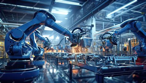 Premium Ai Image Robotic Arm Working On Assembly Line In Factory Automation Manufacturing Process