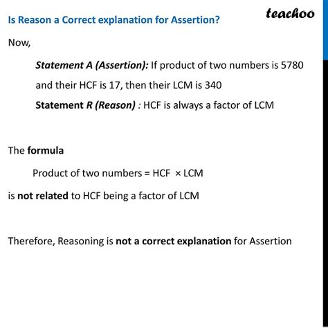 A Assertion If Product Of Two Numbers Is 5780 And Their Hcf Is 17