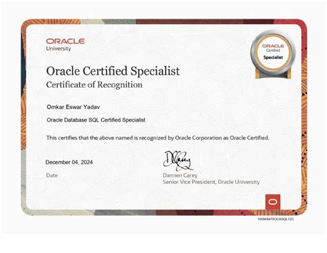 Omkar Eswar K On Linkedin Oraclesql Certification Databases Sql