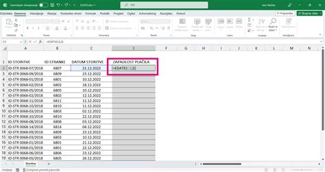 Excel Funkcija Edate B2