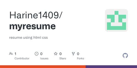 GitHub Harine Myresume Resume Using Html Css