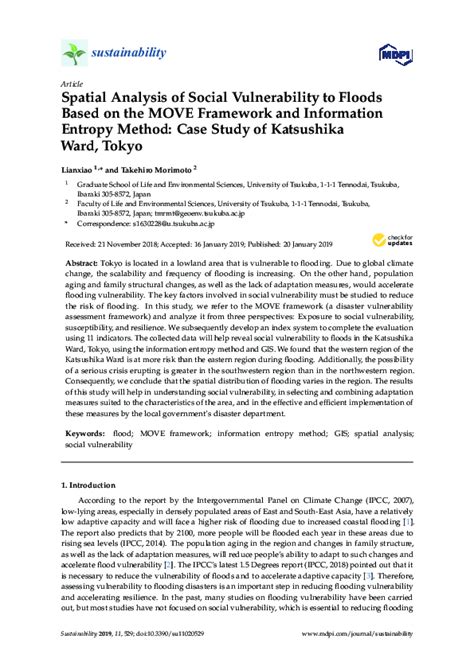 Pdf Spatial Analysis Of Social Vulnerability To Floods Based On The