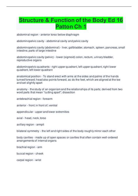 Structure Function Of The Body Ed Patton Ch Structure Function Of The Body Ed