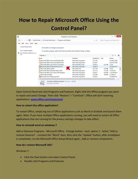 Ppt How To Repair Microsoft Office Using The Control Panel Powerpoint Presentation Id11797102